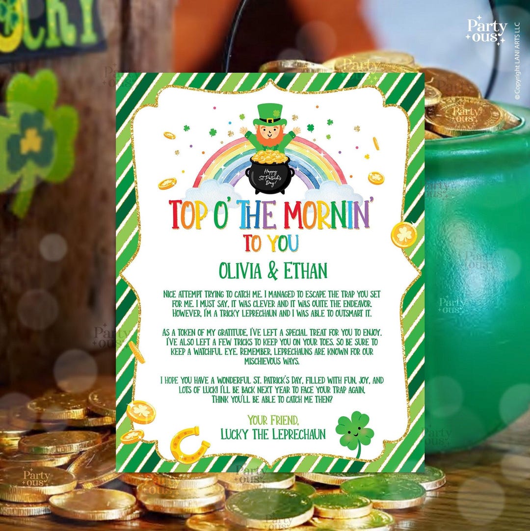 Editable Leprechaun Letter Kids St. Patrick's Day Leprechaun Trap Lucky ...