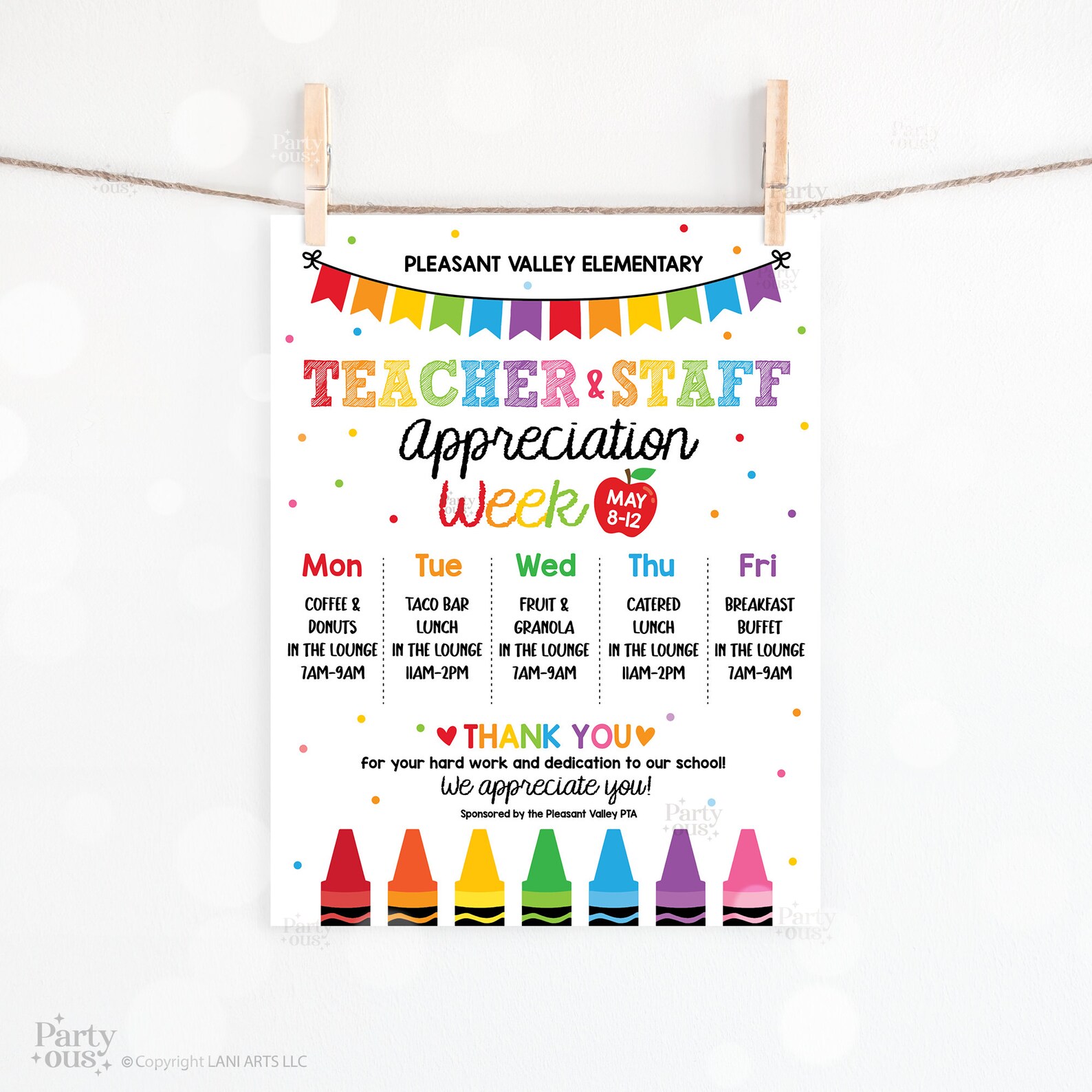 Editable Teacher Appreciation Week Itinerary Poster Teachers Staff ...