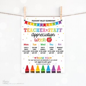 Editable Teacher Appreciation Week Itinerary Poster Teachers Staff ...
