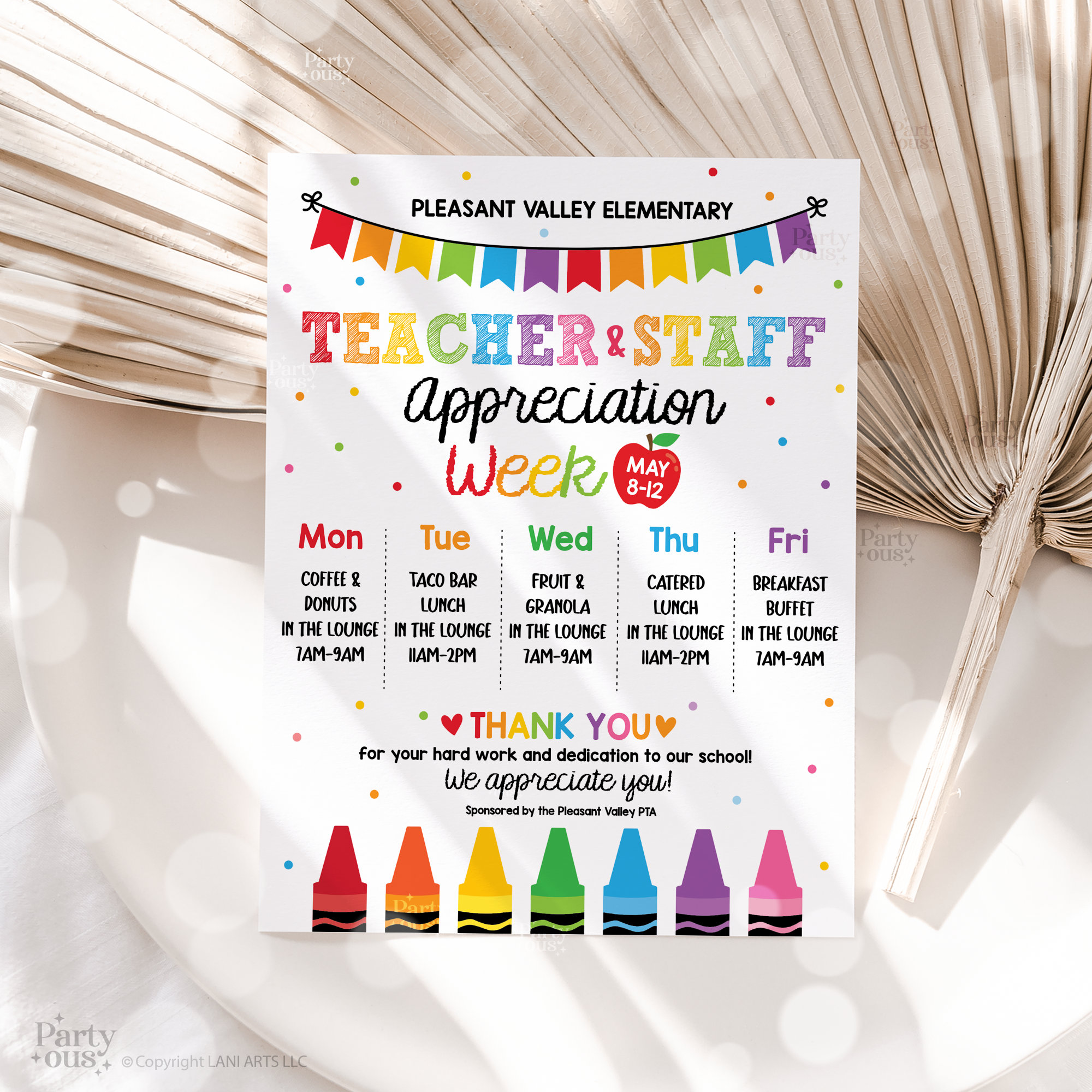 Editable Teacher Appreciation Week Itinerary Poster Teachers Staff ...