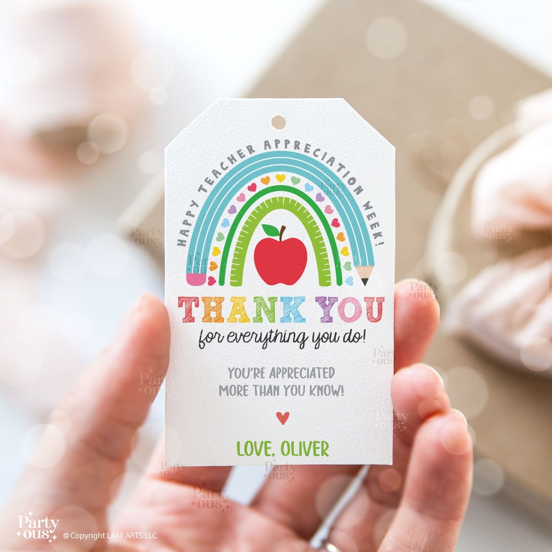 Editable Teacher Appreciation Week Gift Tags Thank You Teacher Gift Tag ...