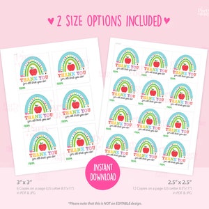 Teacher Appreciation Week Gift Tags Thank You Teacher Rainbow Tag ...