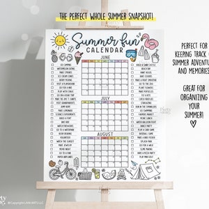 Editable Summer Calendar Poster Printables Summer Fun Bucket List ...