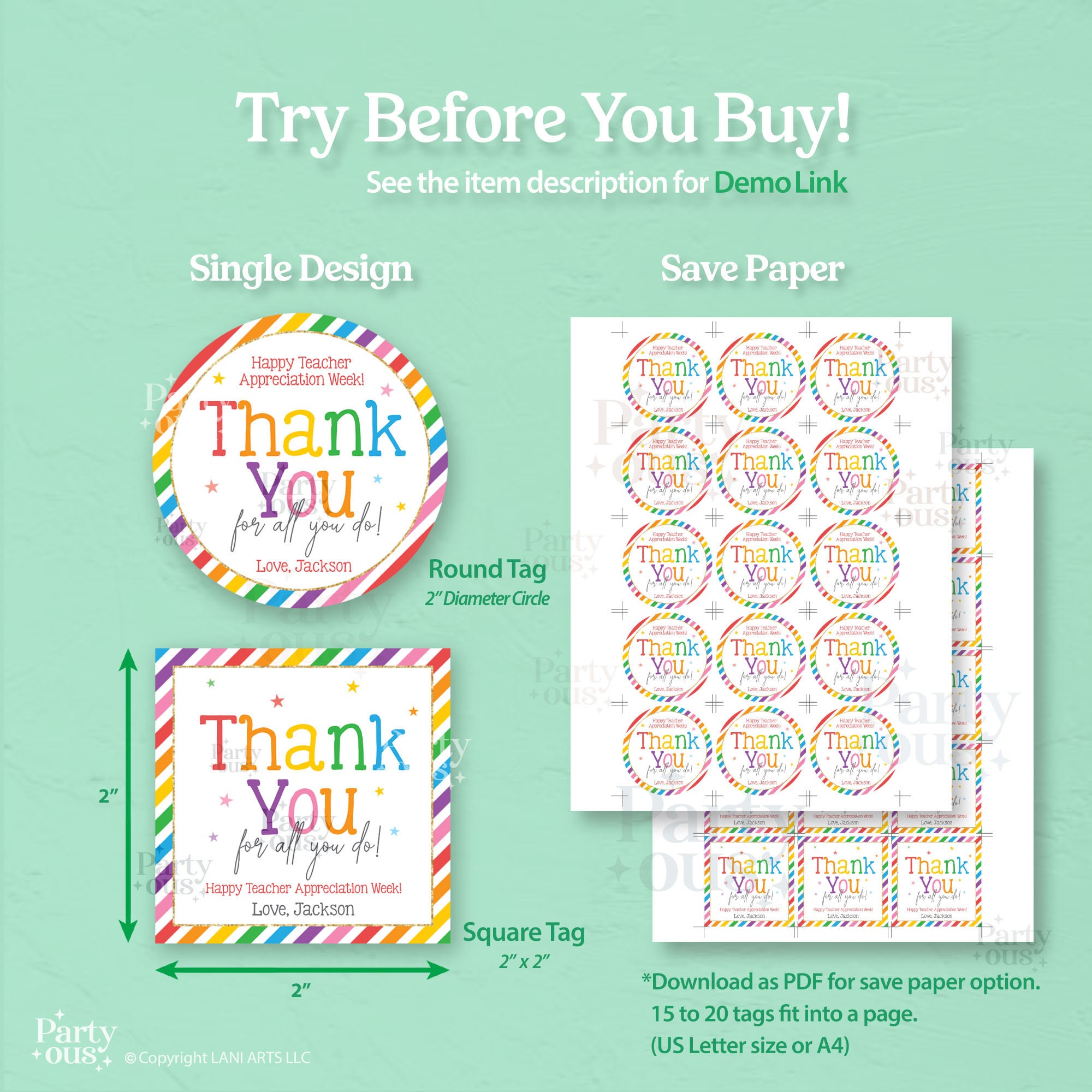 Editable Teacher Appreciation Week Gift Tags Thank You Teacher Gift Tag ...