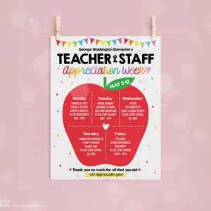 Editable Teacher Appreciation Week Itinerary Poster Teachers Staff ...