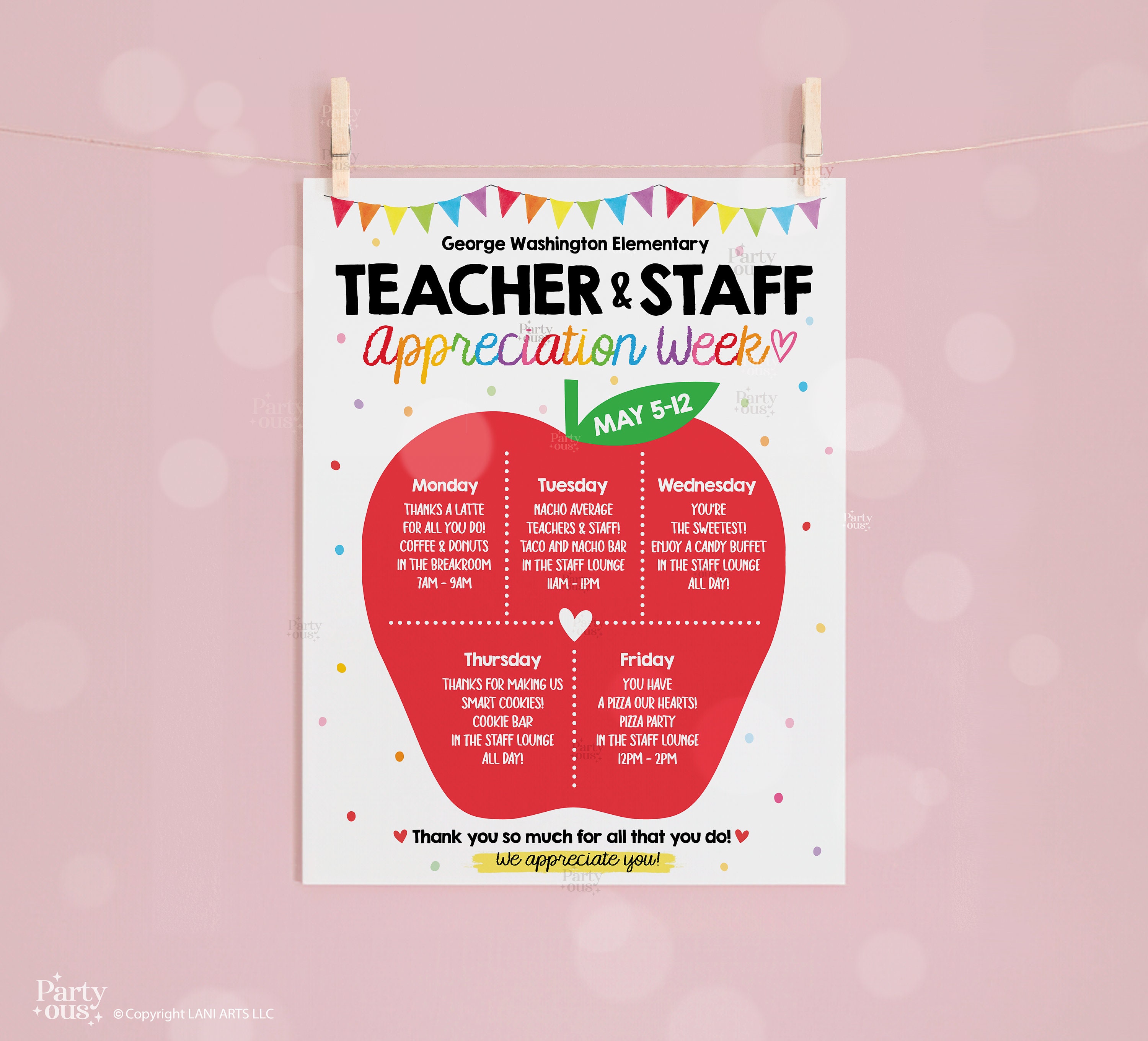 Editable Teacher Appreciation Week Itinerary Poster Teachers Staff ...