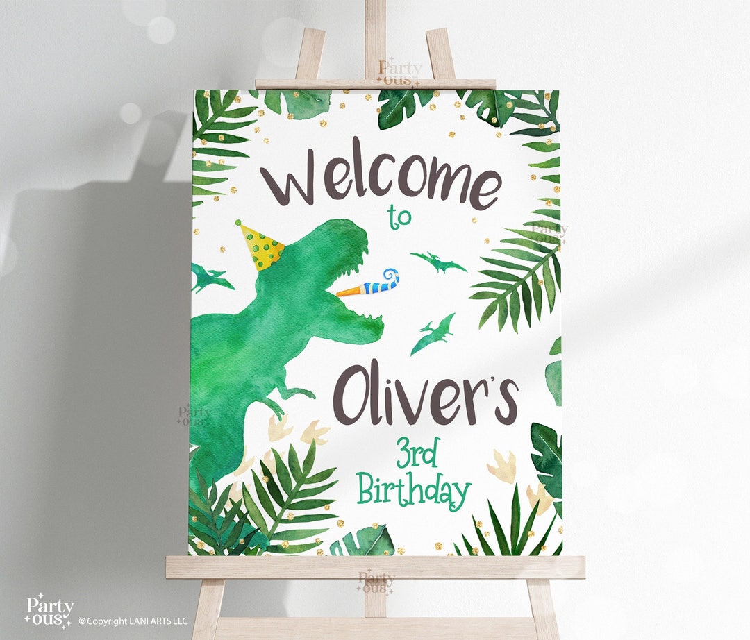 Editable Dinosaur Birthday Welcome Sign Dino Party Template Instant ...