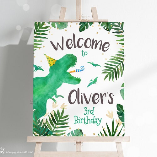 Editable Dinosaur Birthday Welcome Sign Dino Party Template - Etsy