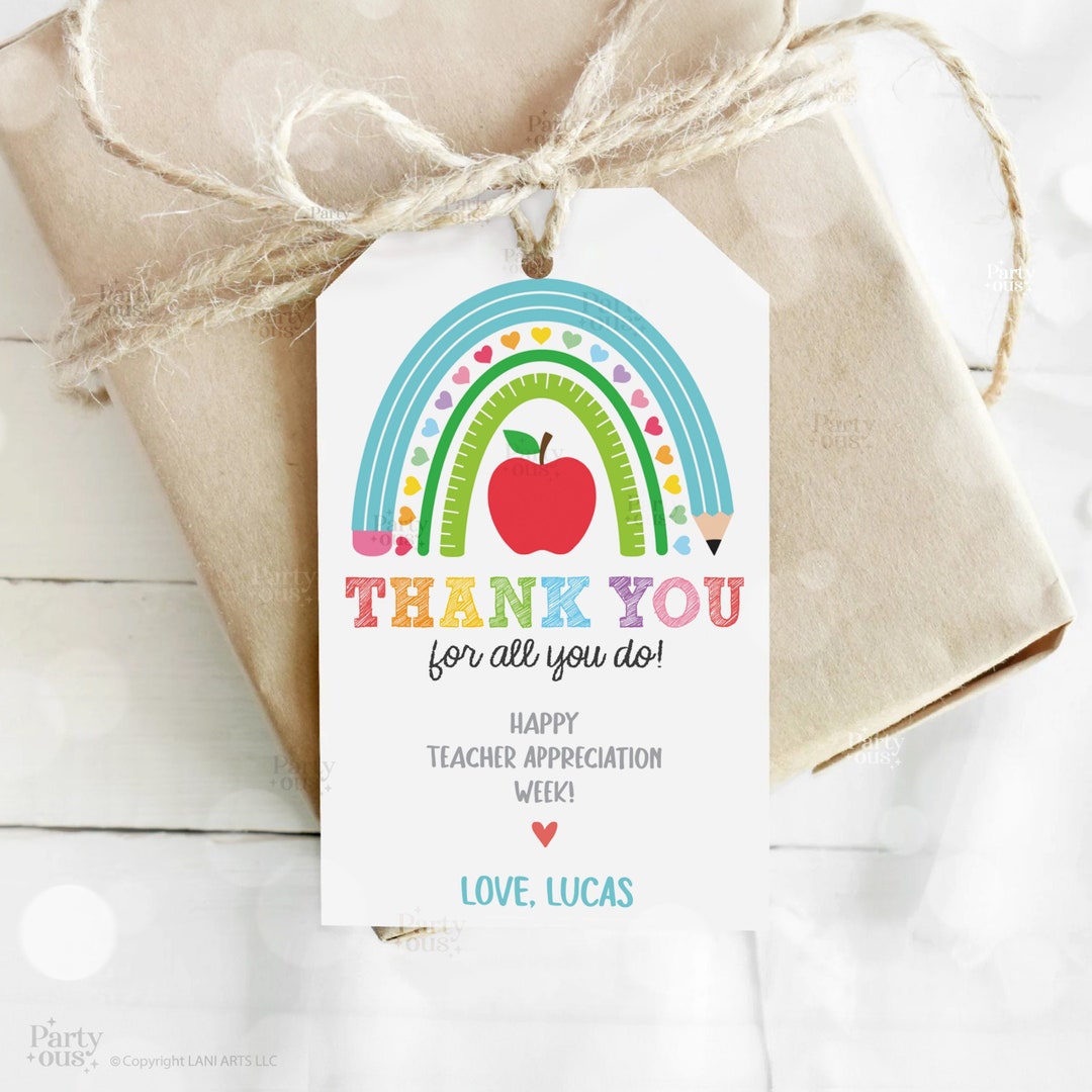 Editable Teacher Appreciation Week Gift Tags Thank You Teacher Gift Tag ...