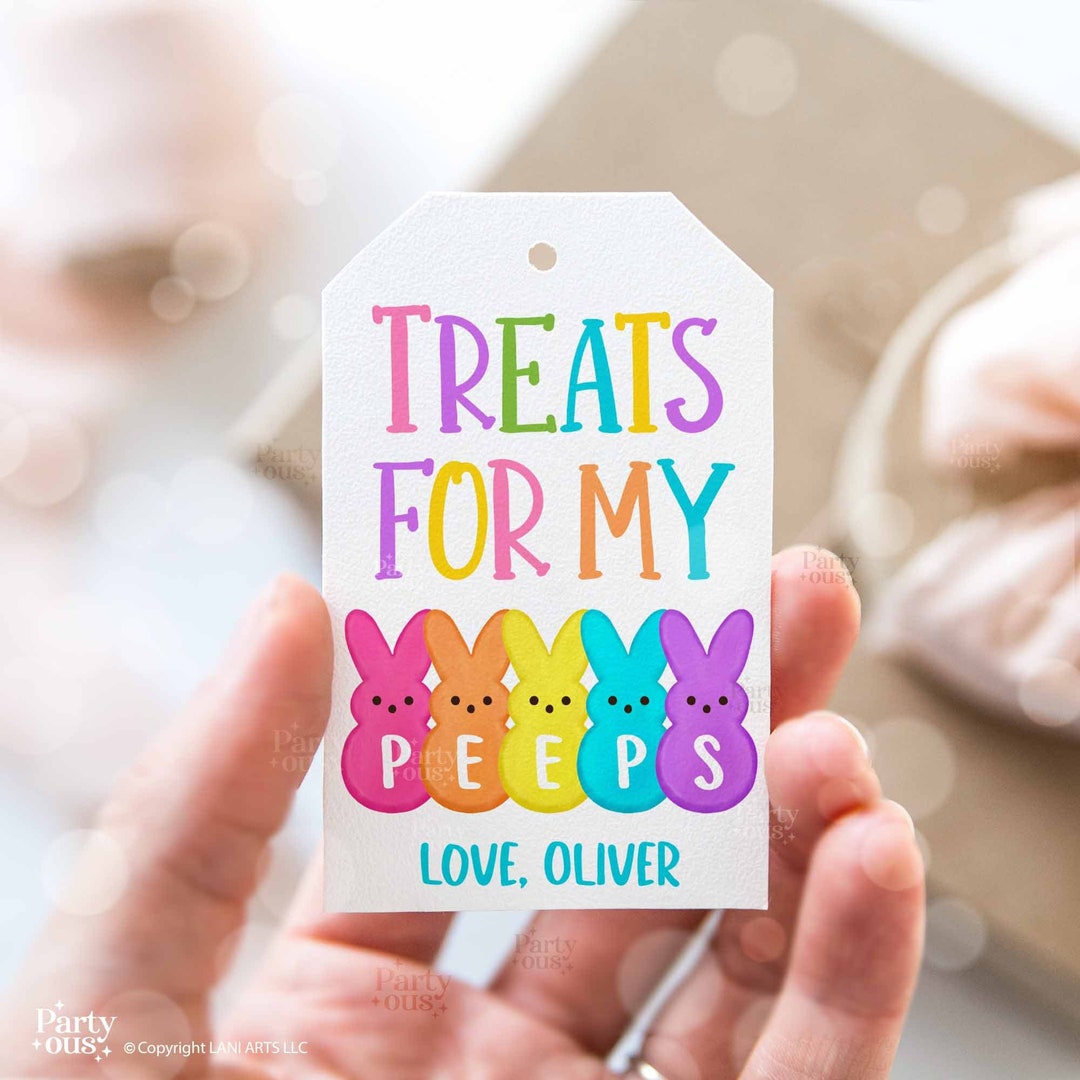 Editable Easter Gift Tags Treats for My Peeps Easter Basket Treat Tag ...