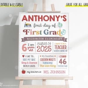 Editable Back to School Sign First Day of School Sign Printable ...