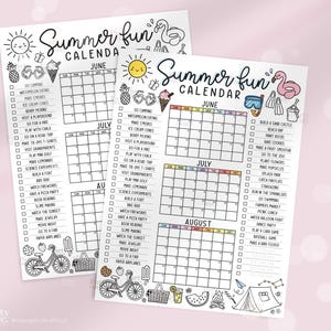 Printable Summer Calendar Poster Summer Fun Family Planner Checklist ...
