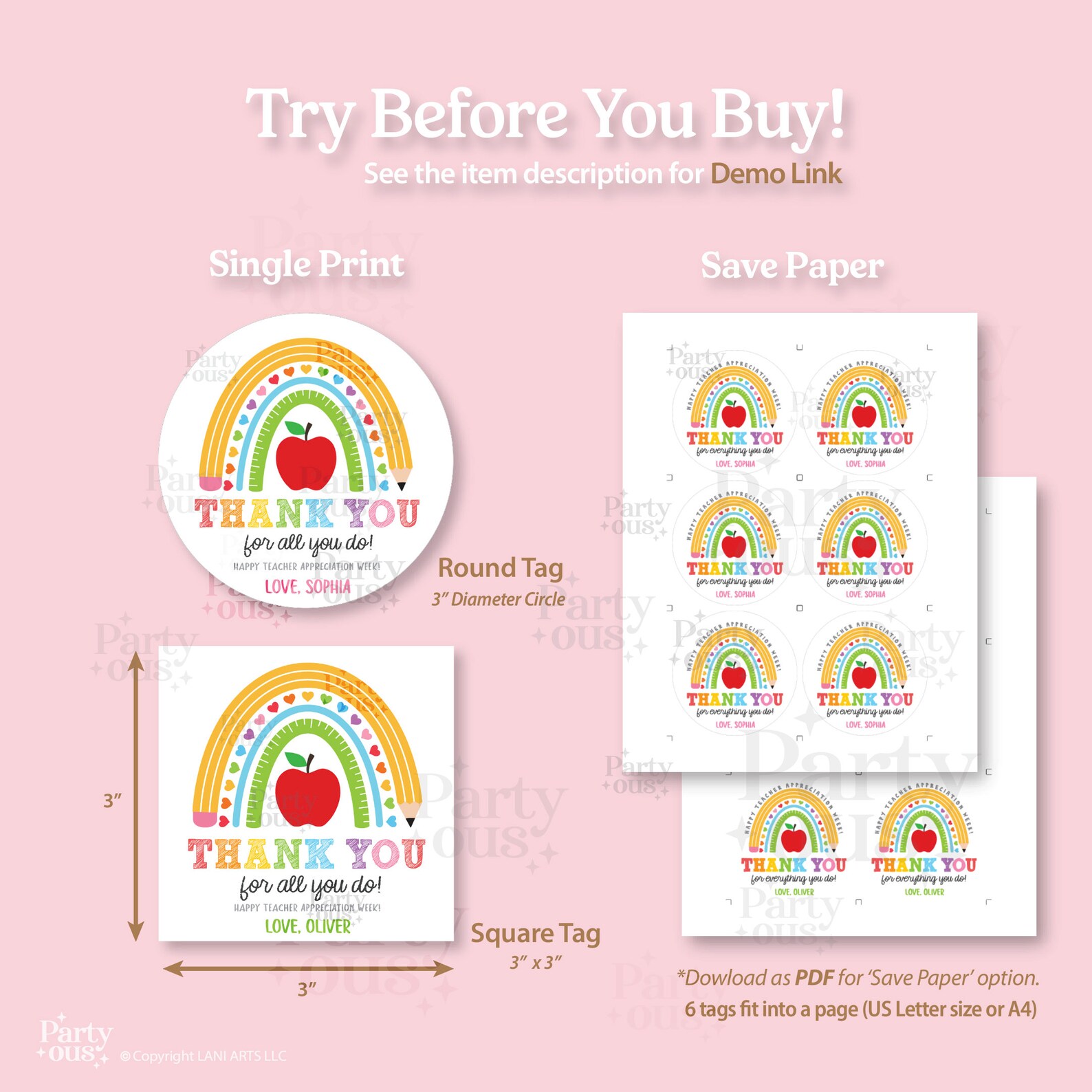 Editable Teacher Appreciation Week Gift Tags Thank You Teacher Gift Tag ...
