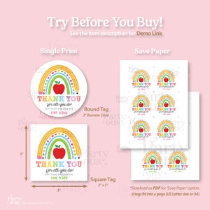 Editable Teacher Appreciation Week Gift Tags Thank You Teacher Gift Tag ...