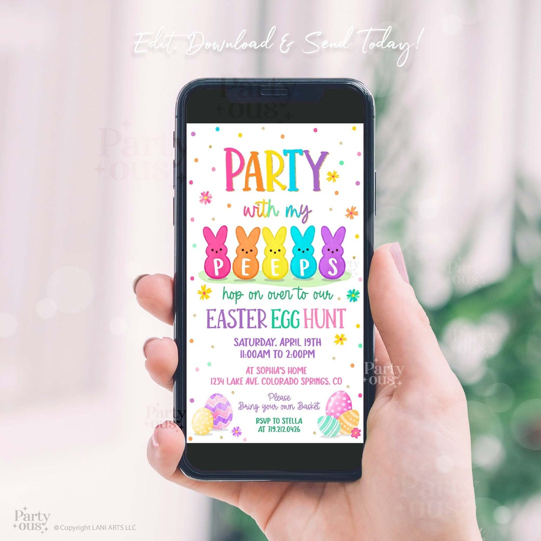 Easter Egg Hunt Digital Invitation Mobile Phone Invite Editable ...