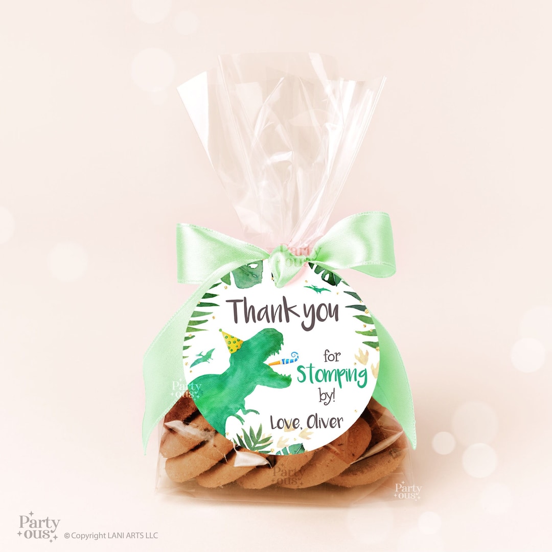 Editable Dinosaur Birthday Favor Tags Dino Party Gift Tags Thank You ...