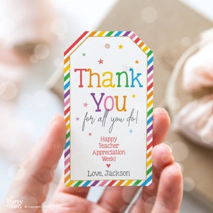 Editable Teacher Appreciation Week Gift Tags Thank You Teacher Gift Tag ...