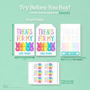 Editable Easter Gift Tags Treats for My Peeps Easter Basket Treat Tag ...