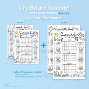 Editable Summer Calendar Poster Printables Summer Fun Bucket List ...