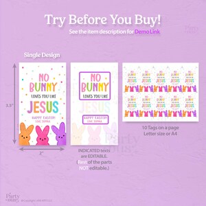 Editable Easter Gift Tags No Bunny Loves You Like Jesus Easter Basket ...