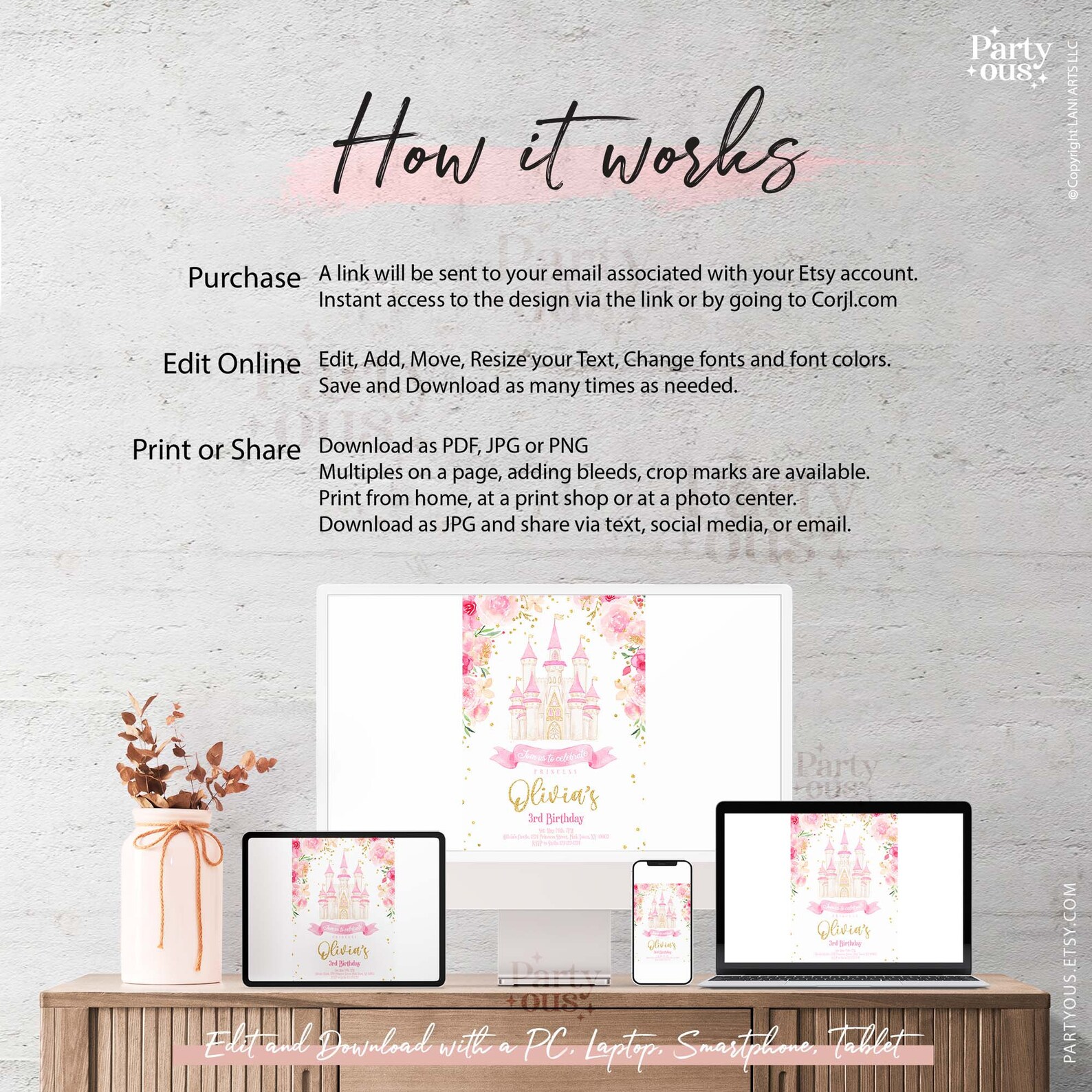 Editable Princess Birthday Invitation Princess Invitation - Etsy