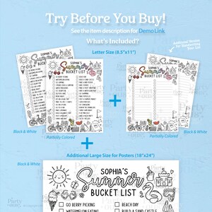 Editable Summer Bucket List Summer Fun Family Checklist Custom to Do ...