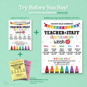 Editable Teacher Appreciation Week Itinerary Poster Teachers Staff ...