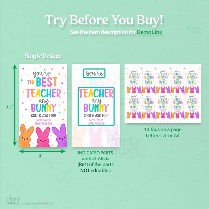 Editable Easter Teacher Appreciation Gift Tags Best Teacher Bunny ...