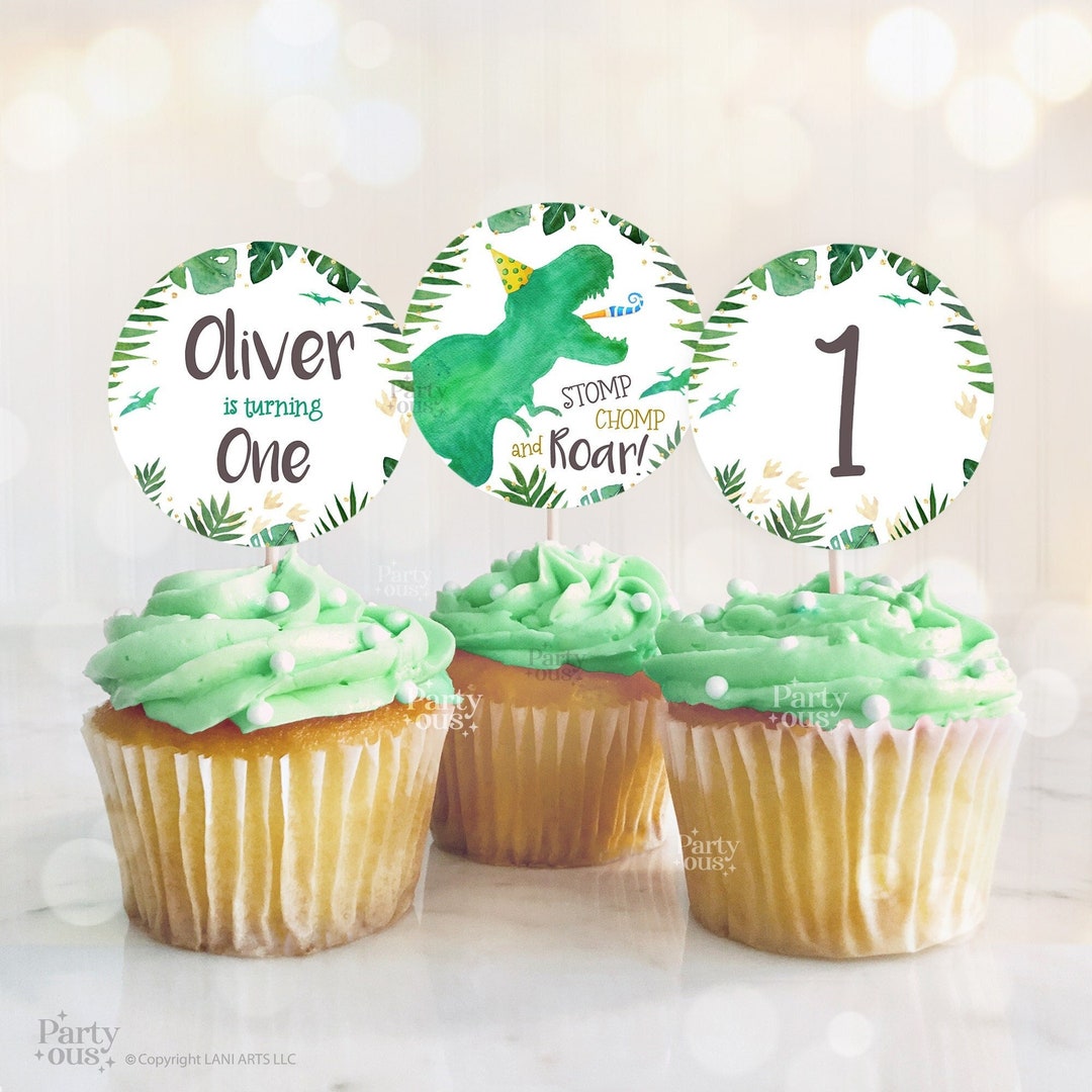 Editable Dinosaur Birthday Cupcake Toppers Decorations Dino Party ...