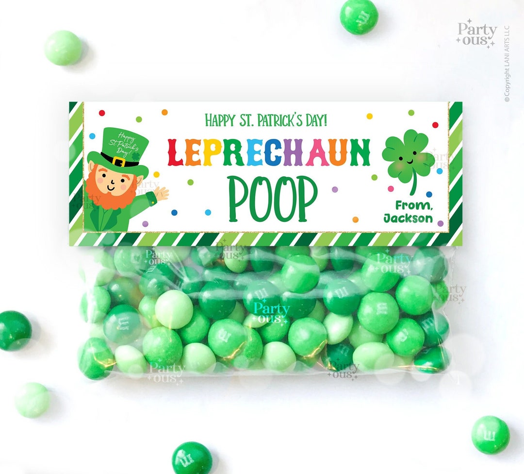 Editable St. Patrick's Day Bag Toppers Leprechaun Poop Treat ...