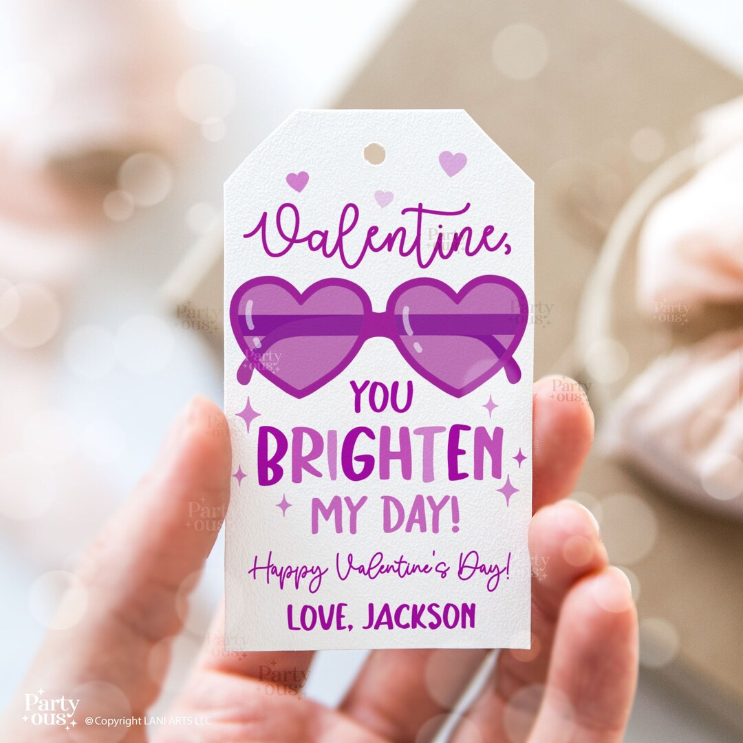 Editable Heart Sunglasses Valentines Day Gift Tag Valentine Tags Class ...