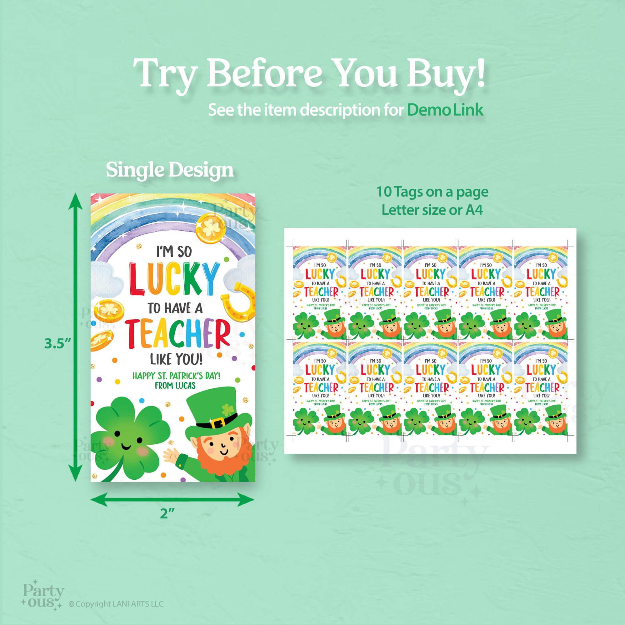 Editable St. Patrick's Day Teacher Appreciation Gift Tags I'm so Lucky ...