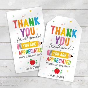 Editable Teacher Appreciation Week Gift Tags Thank You Teacher Gift Tag ...