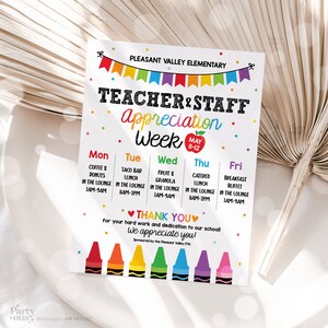 Editable Teacher Appreciation Week Itinerary Poster Teachers Staff ...