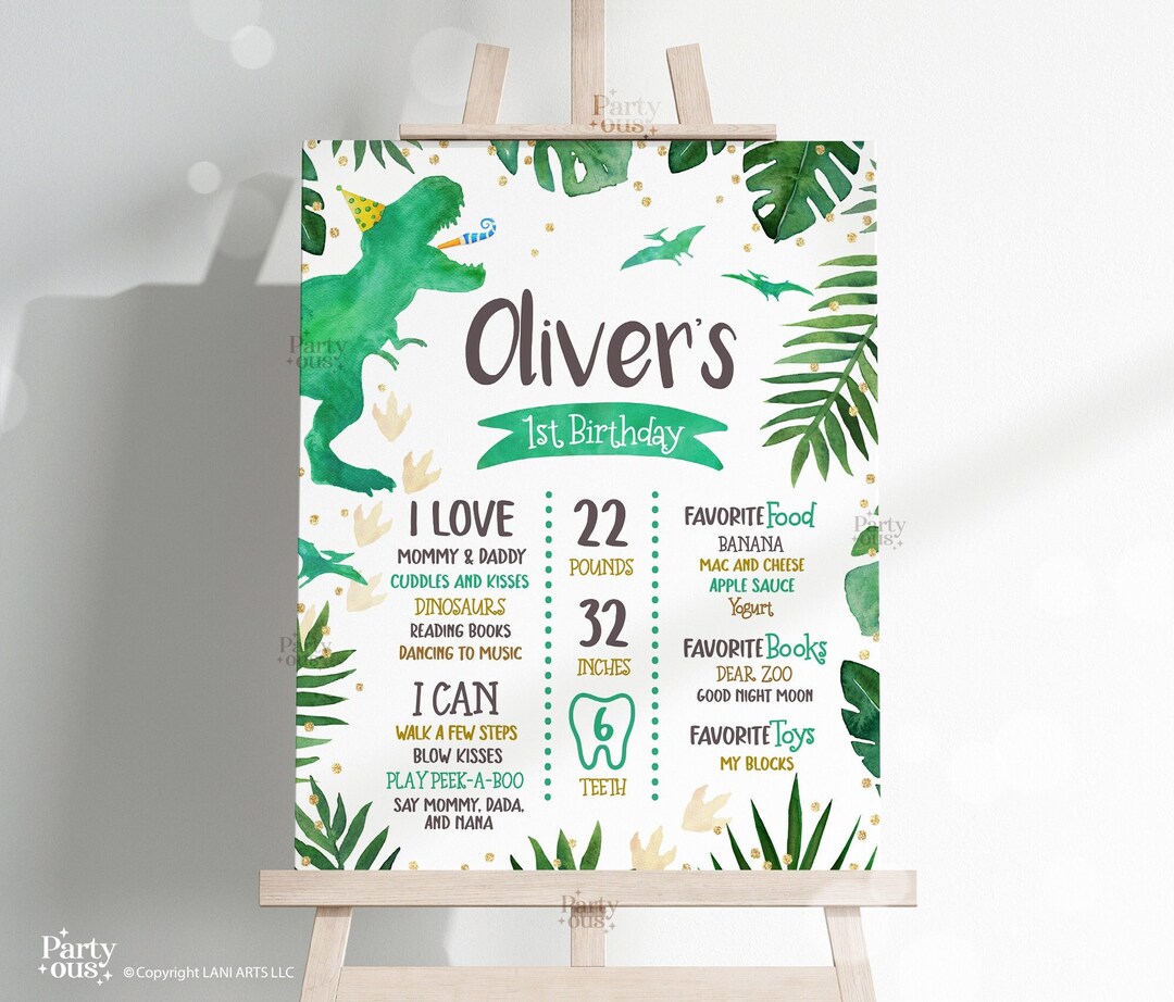 Editable Dinosaur Birthday Milestone Poster Dino Party Template Instant ...