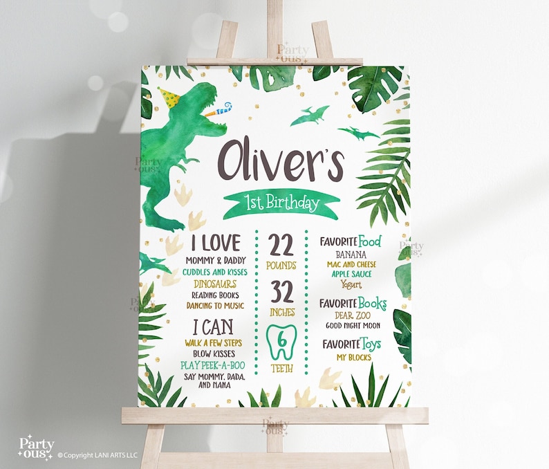 Editable Dinosaur Birthday Milestone Poster Dino Party Template Instant ...