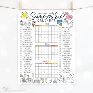 Editable Summer Calendar Coloring Poster Printables Family Summer Fun ...