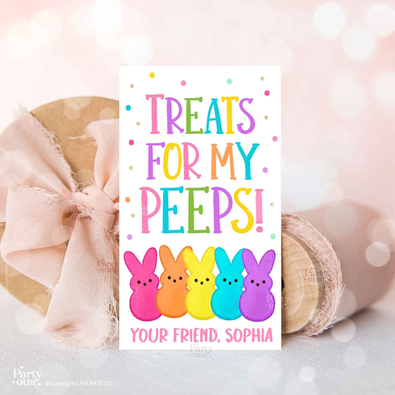 Editable Easter Gift Tags Treats for My Peeps Easter Basket Treat Tag ...