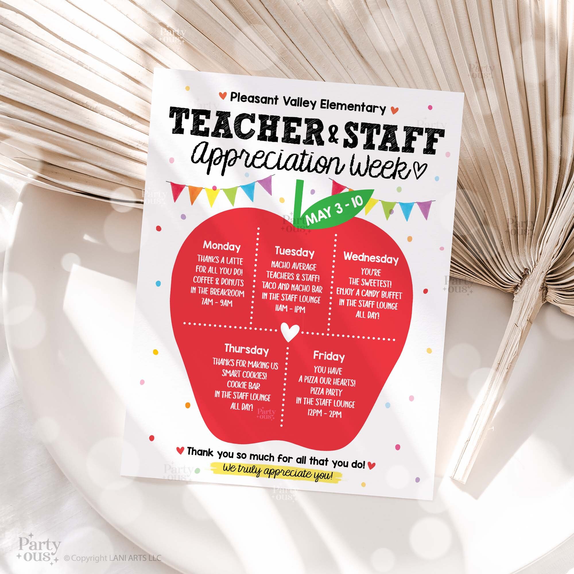 Editable Teacher Appreciation Week Itinerary Poster Teachers Staff ...