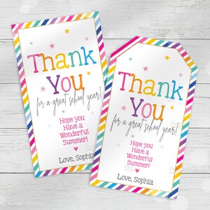 Editable Last Day of School Tag Thank You End of Year Teacher Gift Tags ...
