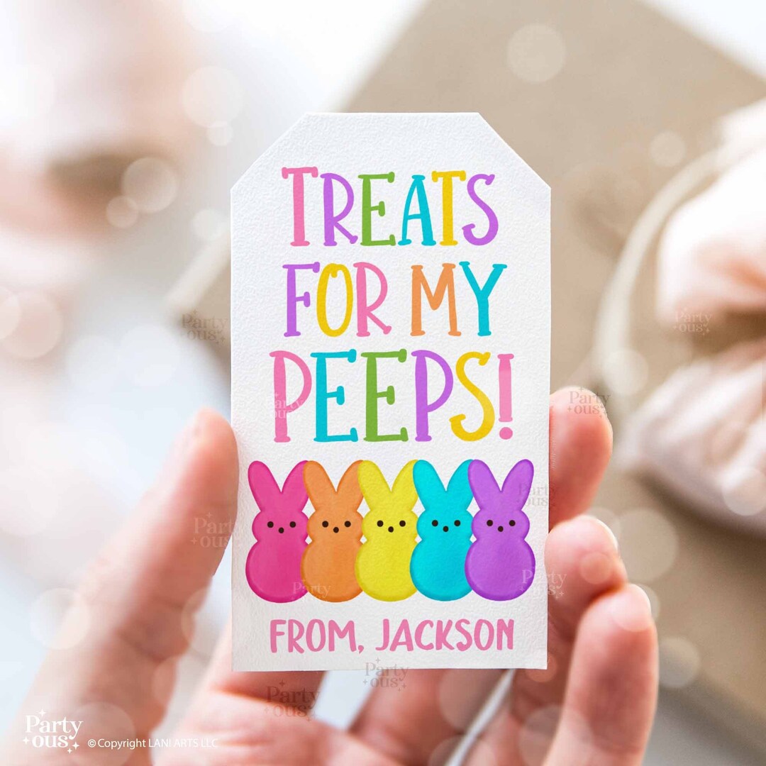 Editable Easter Gift Tags Treats for My Peeps Easter Basket Treat Tag ...