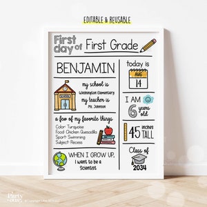 Editable Back to School Sign First Day of School Sign Printable ...
