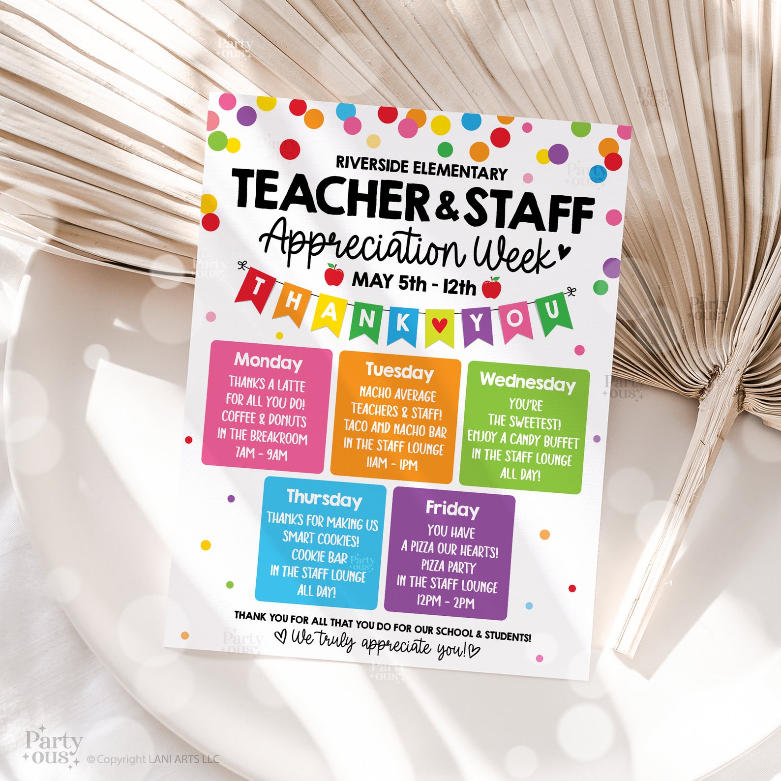 Editable Teacher Appreciation Week Itinerary Poster Teachers Staff ...