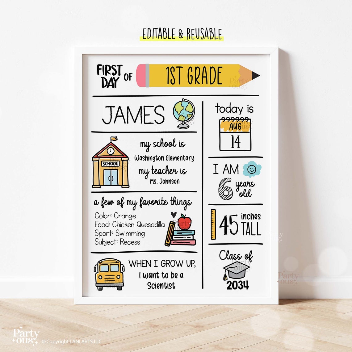 Editable Back to School Sign First Day of School Sign Printable ...