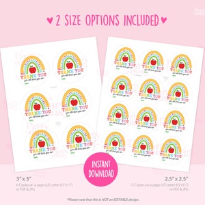 Teacher Appreciation Week Gift Tags Thank You Teacher Rainbow Tag ...