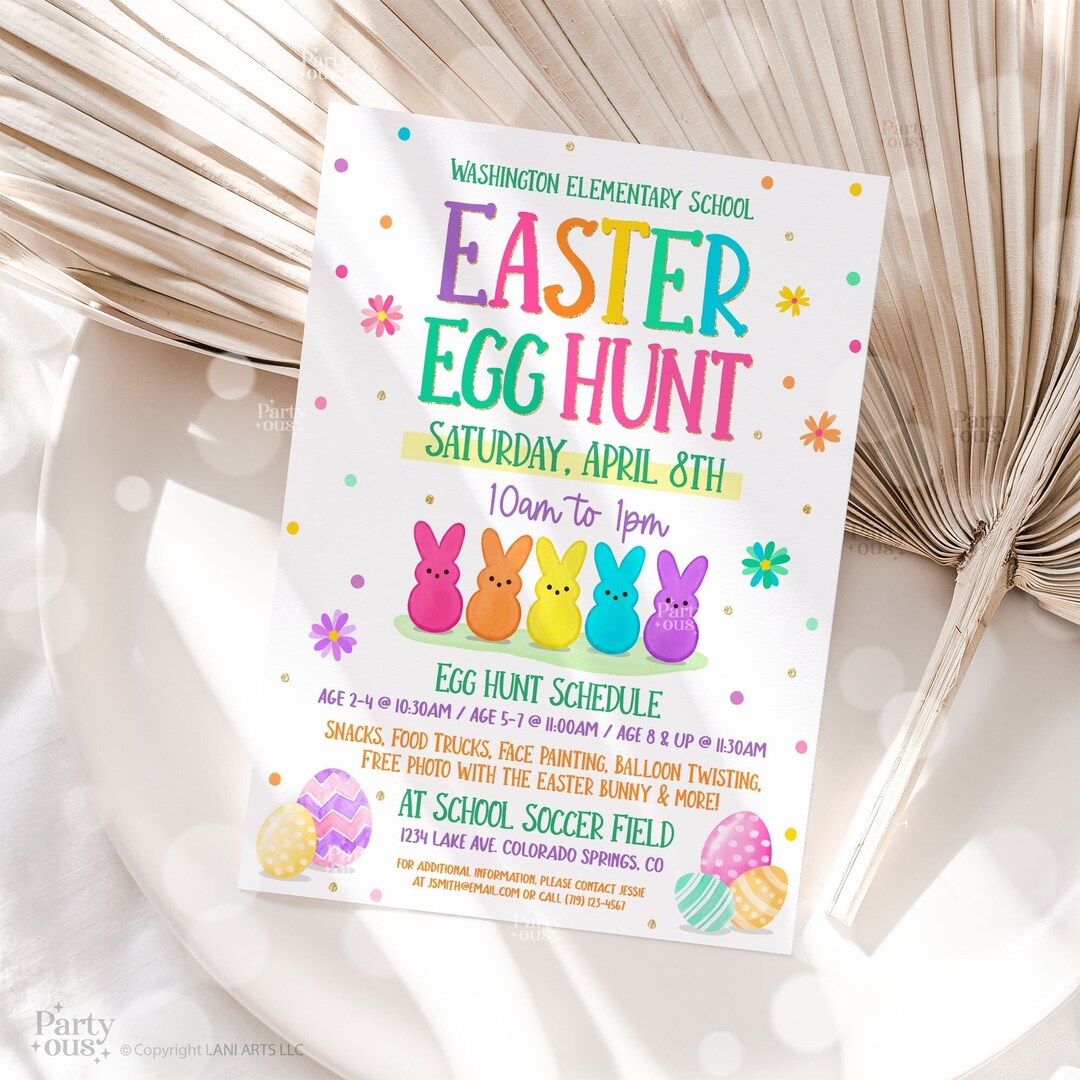 Editable Easter Egg Hunt Flyer Easter Invitation Kids School Church ...