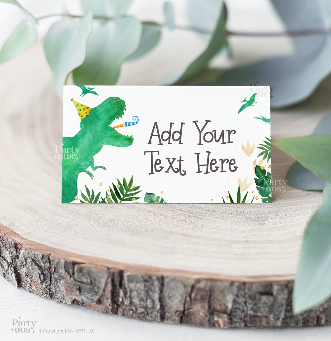 Editable Dinosaur Birthday Place Cards Food Labels Dino Party Jurassic ...