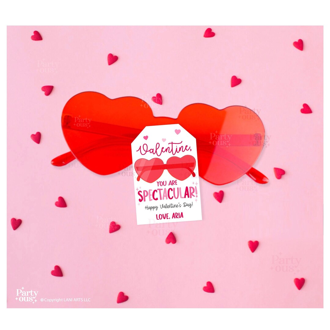 Editable Heart Sunglasses Valentines Day Gift Tag Valentine Gifts Tags ...