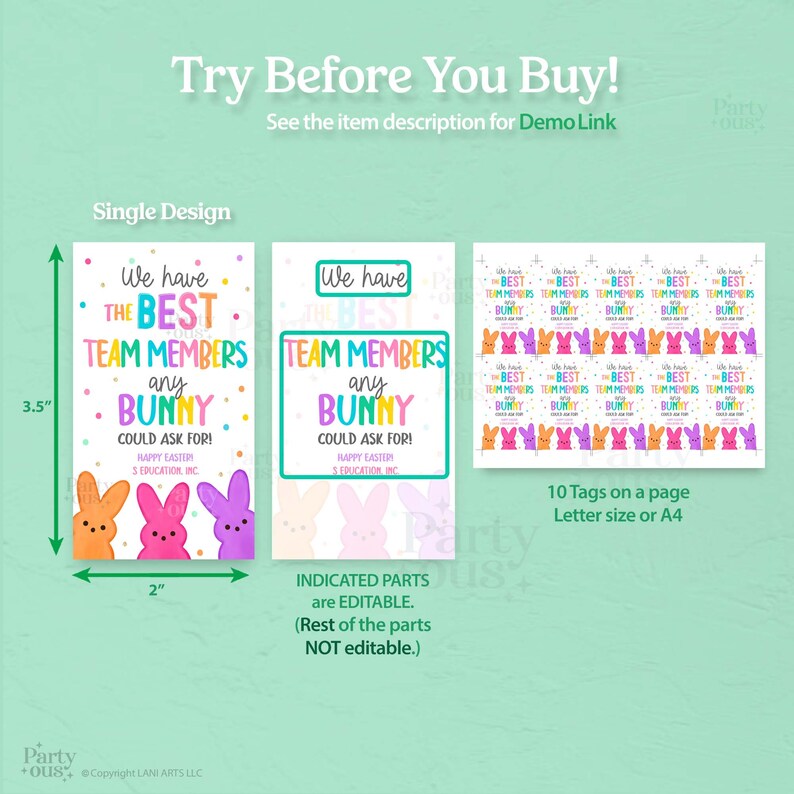 Editable Easter Gift Tags the Best Team Members Any Bunny Easter Basket ...
