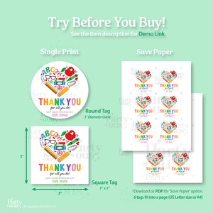 Editable Teacher Appreciation Week Printable Gift Tags Thank You ...